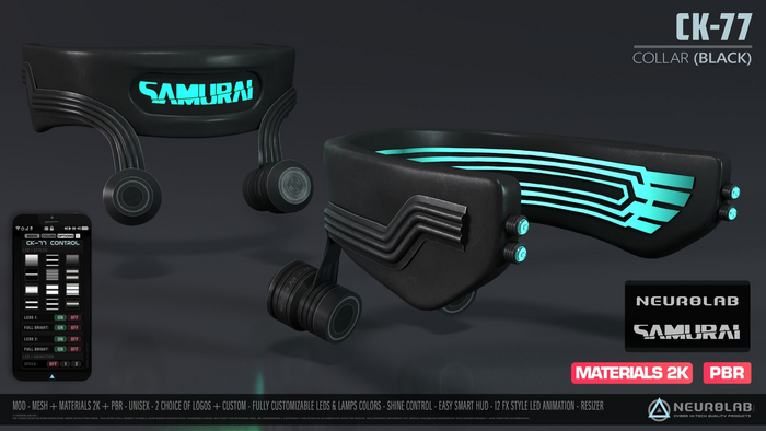 Second Life Marketplace - COLLAR CK-77 (BLACK + PBR) [Neurolab Inc.]
